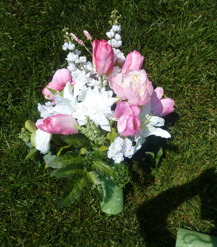 Pink and white, upright cemetery spray | MakerPlace by Michaels