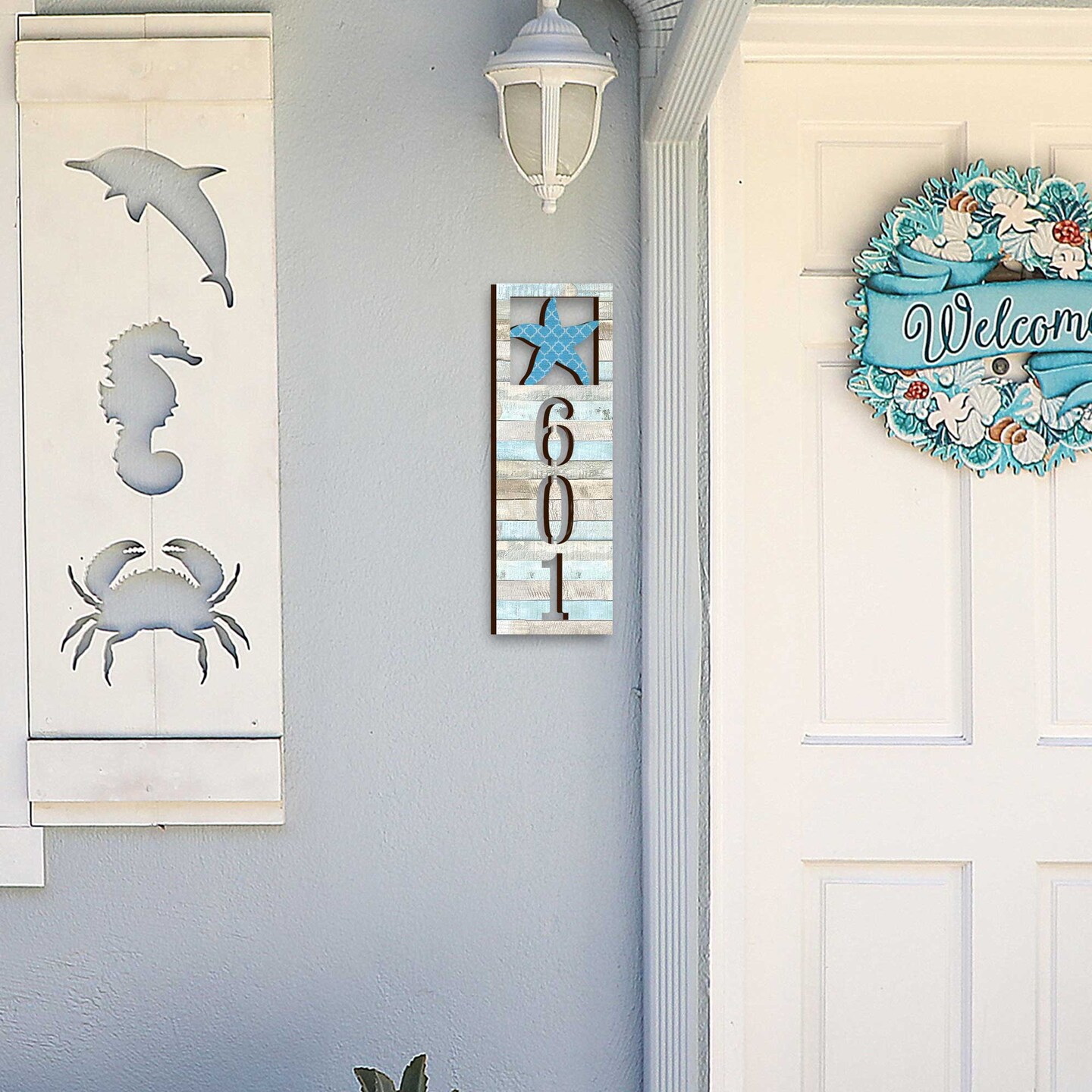 Starfish Wooden House Number Plaque | Address sign | Address House ...