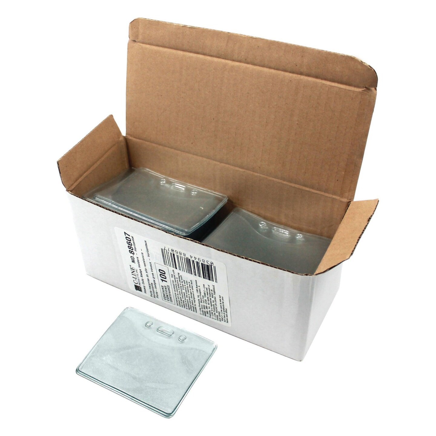 Heavy Duty ID Badge Holders, Vinyl, Horizontal, 2-3/8 x 3-3/8, Box of ...