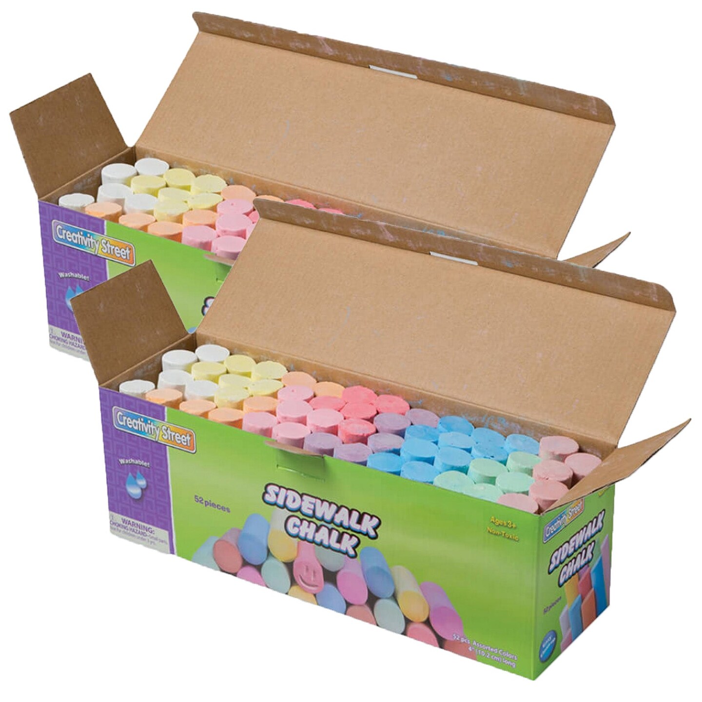 Sidewalk Chalk, Assorted Colors, 4", 52 Pieces Per Pack, 2 Packs | Michaels