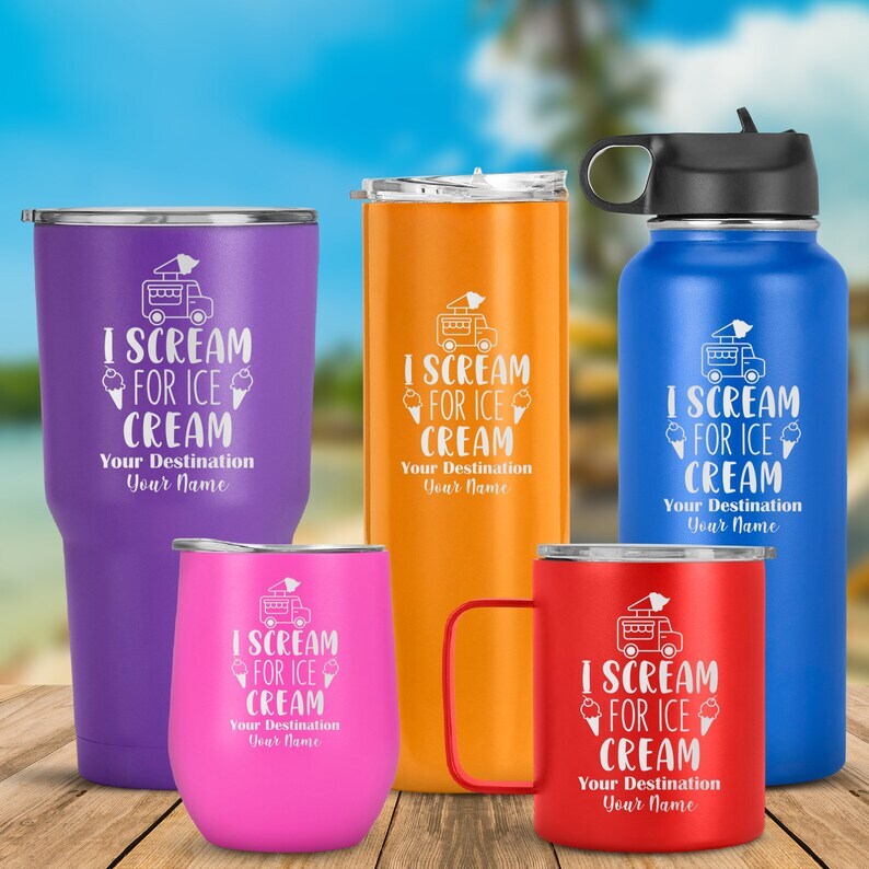 Personalized Tumbler Cup, I Scream For Ice Cream Engraved Travel Mug ...