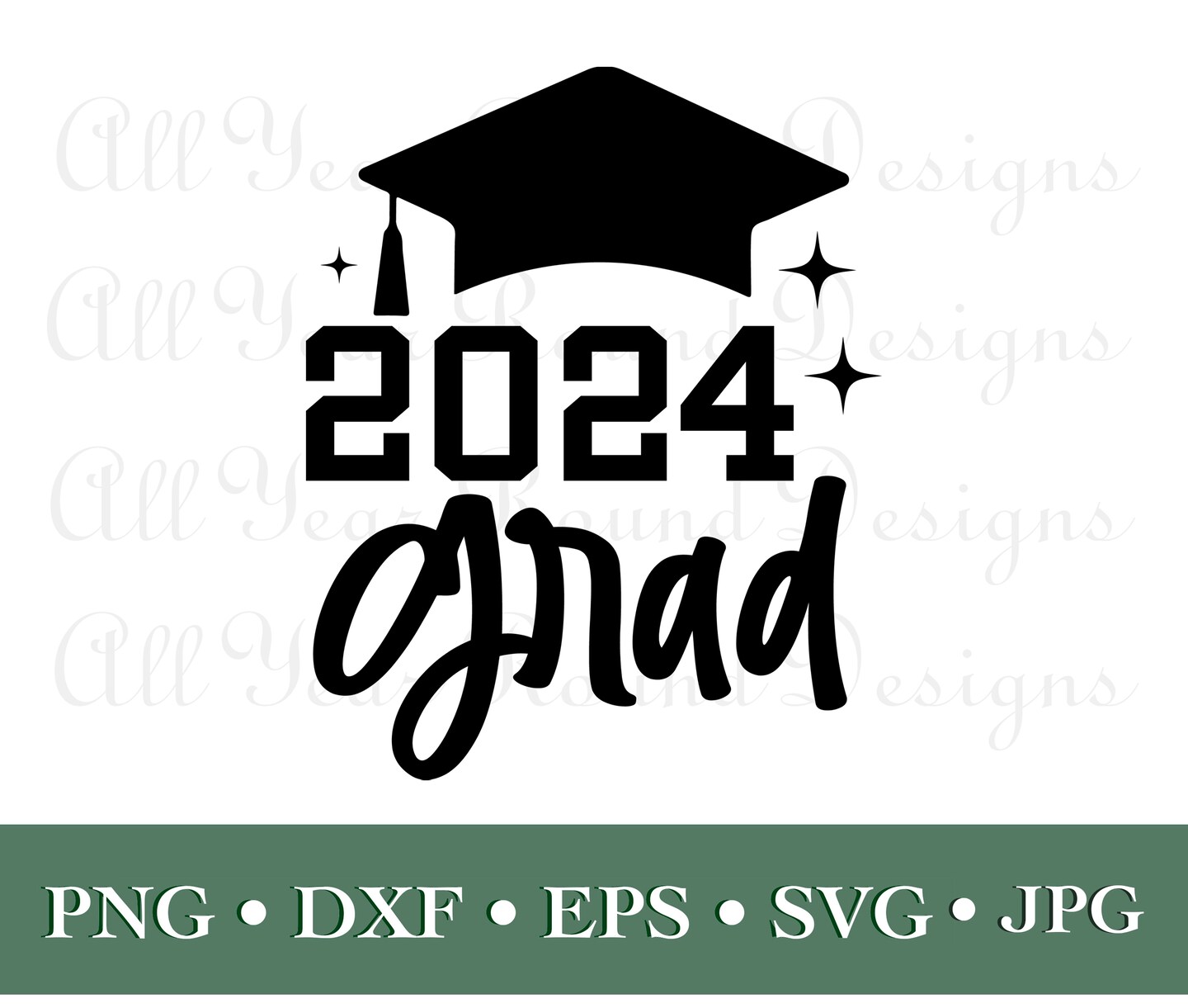 Graduation Decor SVG PNG DXF EPS JPG File Bundle Digital Download, 2024 ...