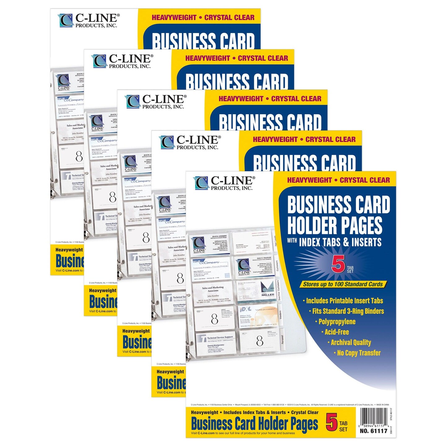 Business Card Holder, Poly with Tabs, Holds 20 Cards/Page, 11" x 8-1/2 ...