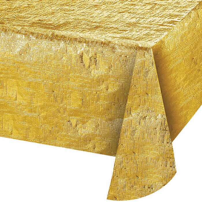 Metallic Gold Plastic Table Cover, 54" X 108" | Michaels