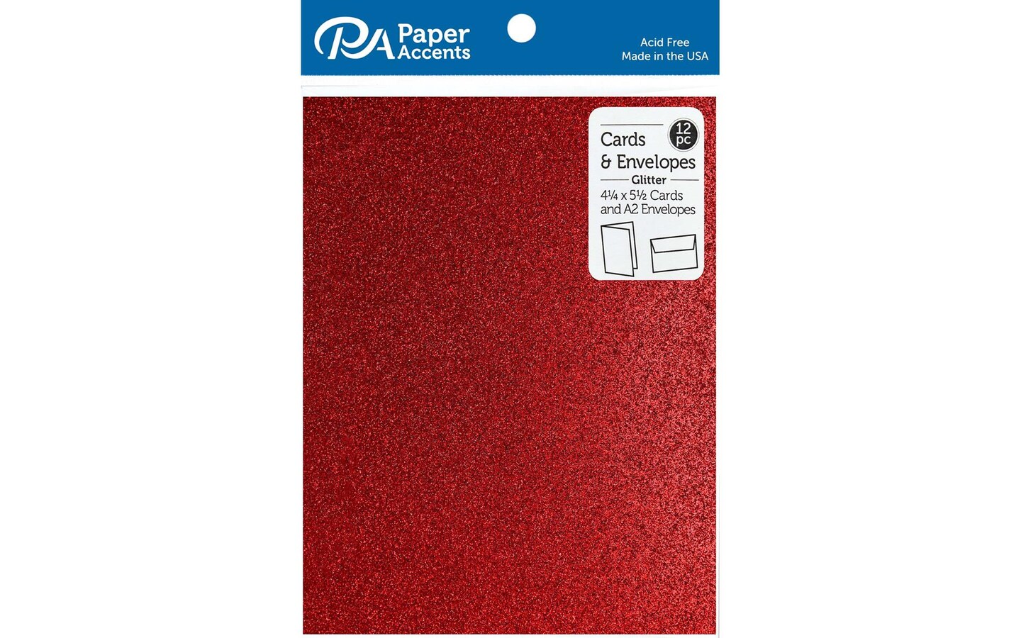 Card & Env 4.25x5.5 12pc Glitter Red | Michaels