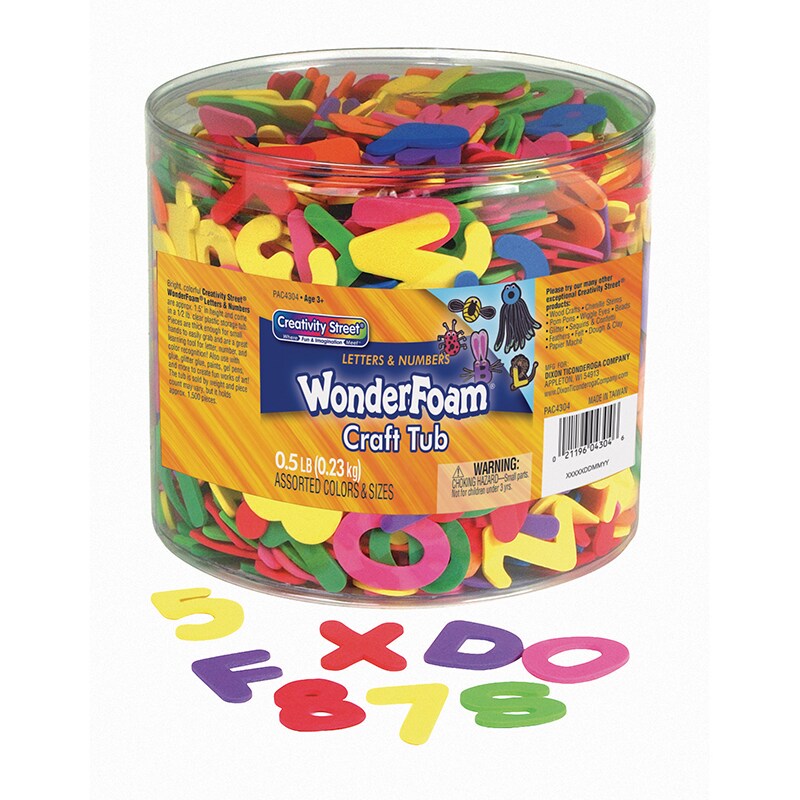 WonderFoam® Craft Tub, Letters and Numbers, Assorted Sizes, 1/2 lb ...