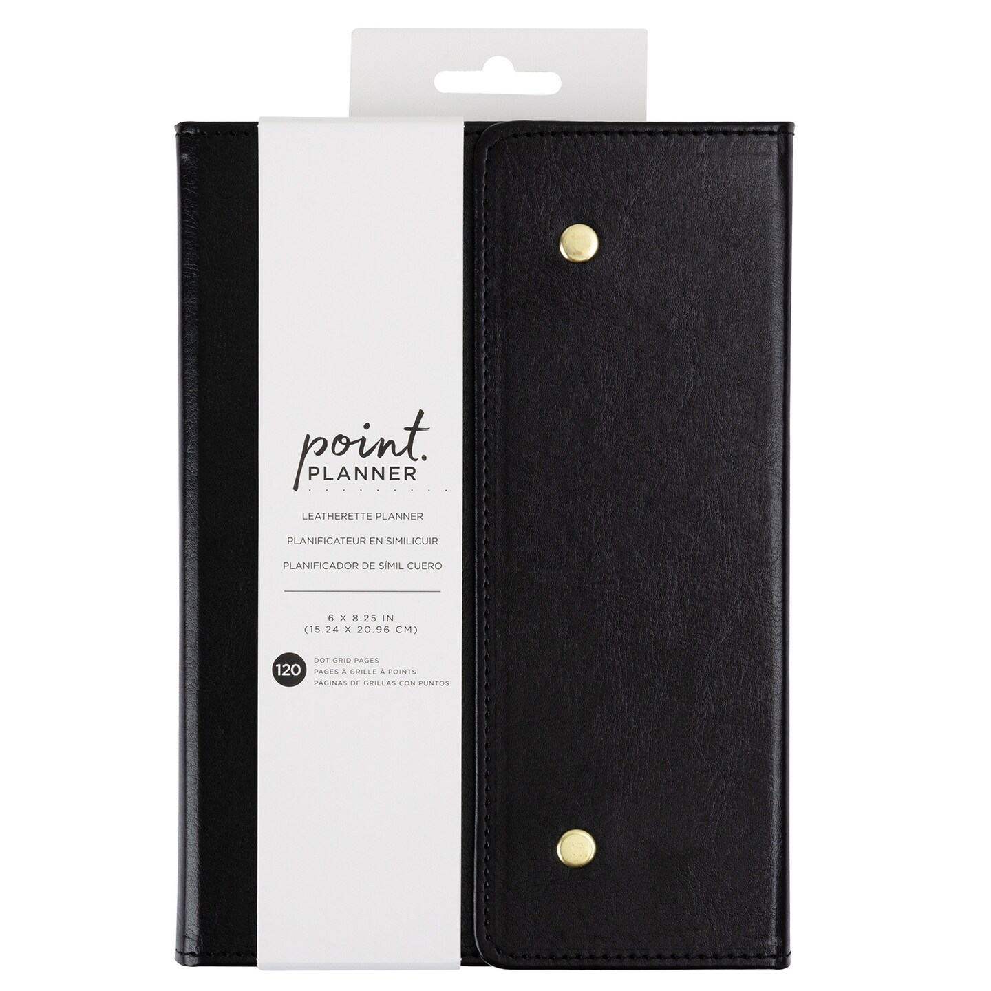 AC Point Planner Snap Leatherette Planner 6"X8"-Black - Dot Grid - 120 ...