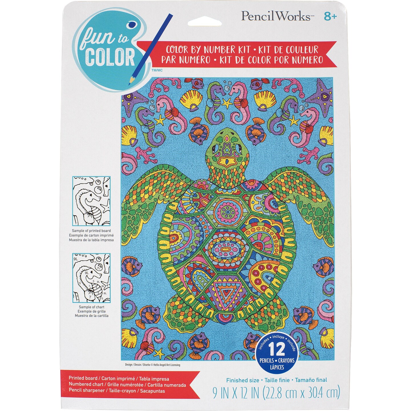 Pencil Works Color By Number Kit 9"X12"-Colorful Turtle, Count: 1 ...