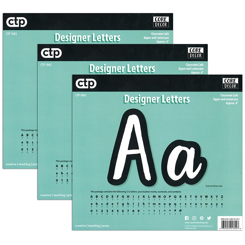 Bold & Bright Classroom Café 4" Designer Letters, 212 Per Pack, 3 Packs ...