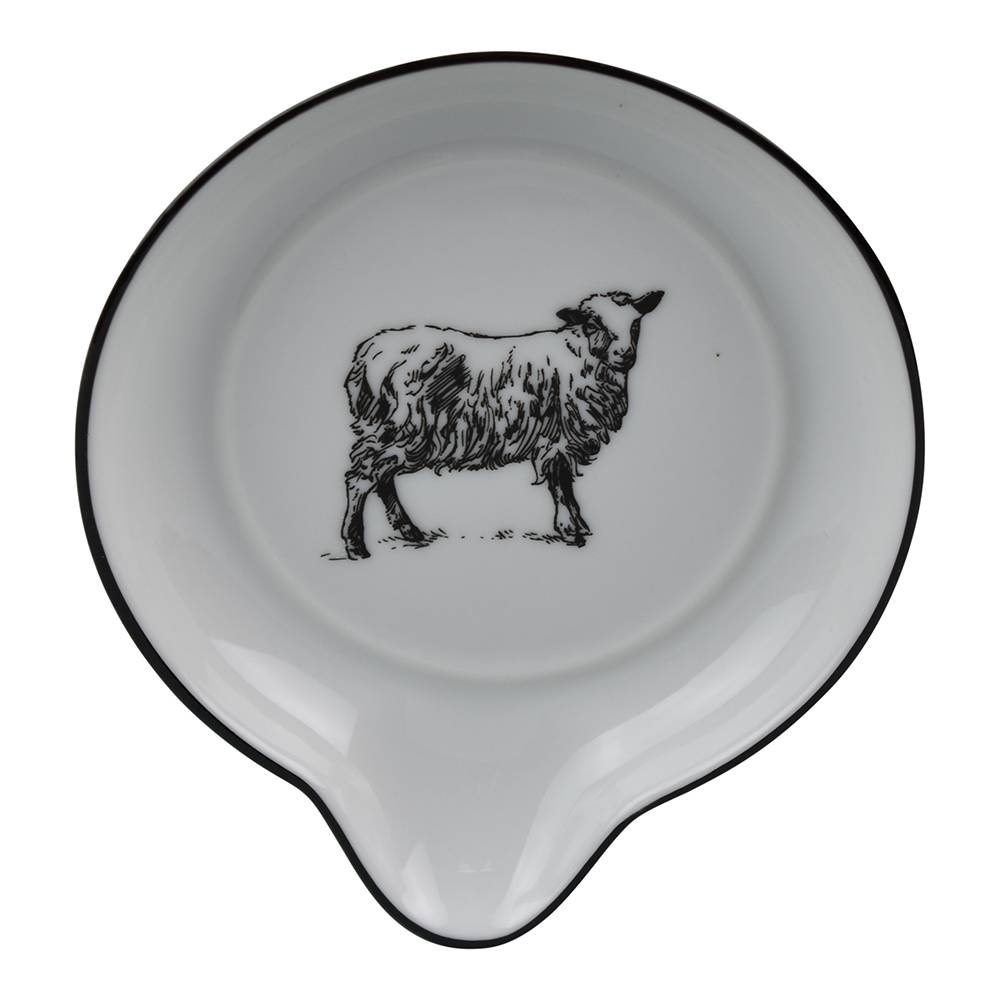 Country Farm Spoon Rest - Farm Animal in Black on White Porcelain ...