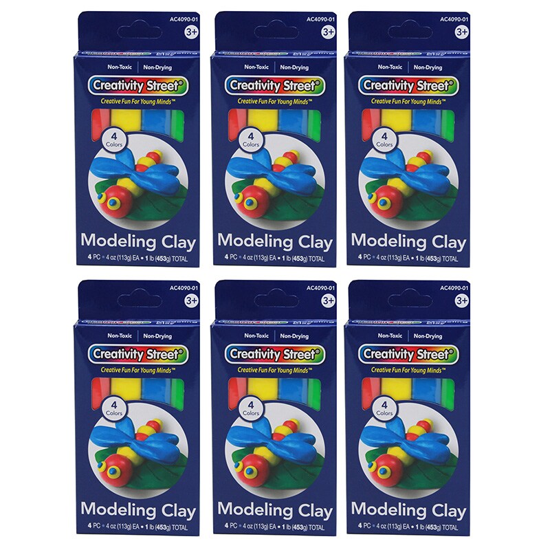 Modeling Clay, 4 Assorted Primary Colors, 4 Sticks/1 lb. Per Pack, 6 ...