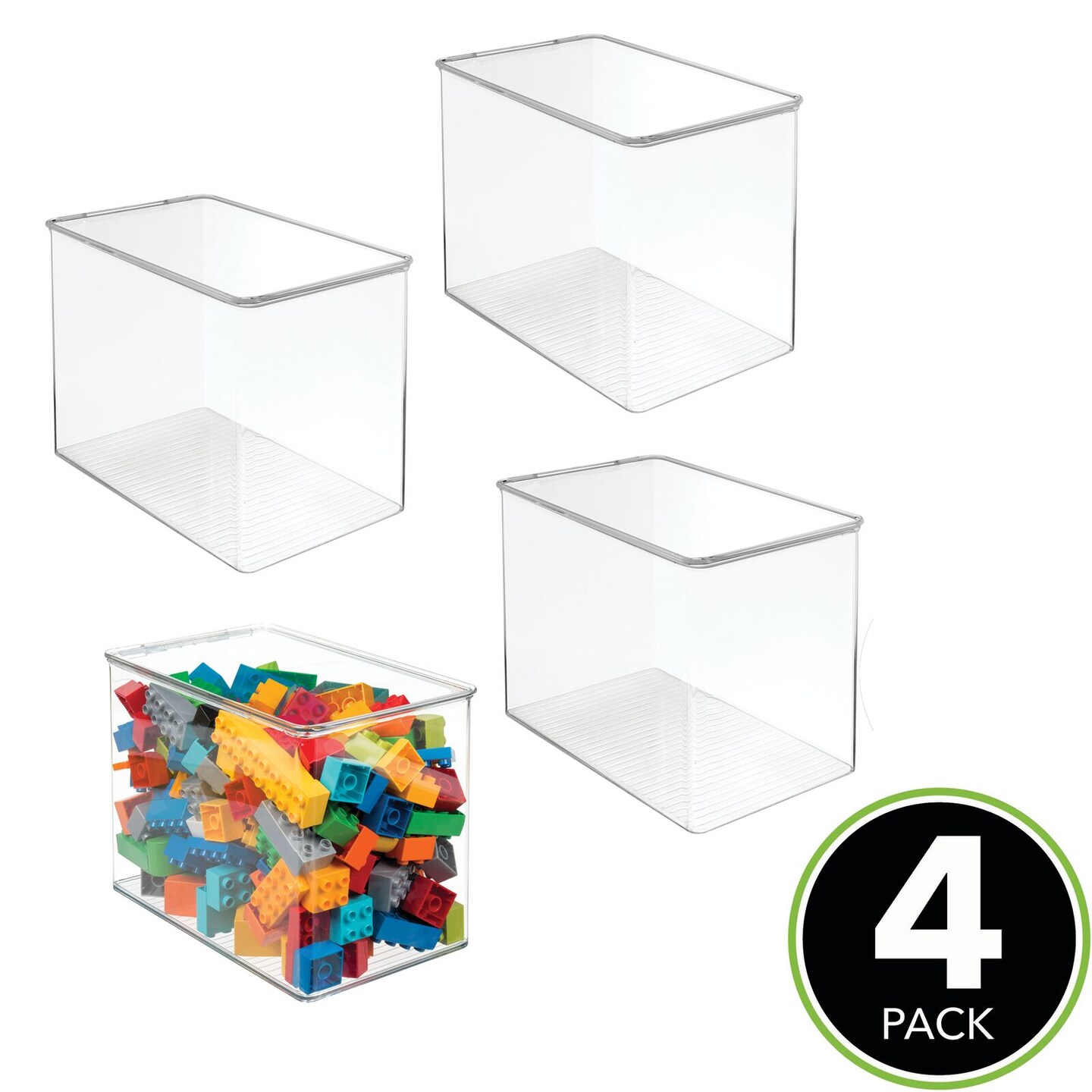 Mdesign Plastic Stackable Closet Storage Bin Box With Lid 4 Pack
