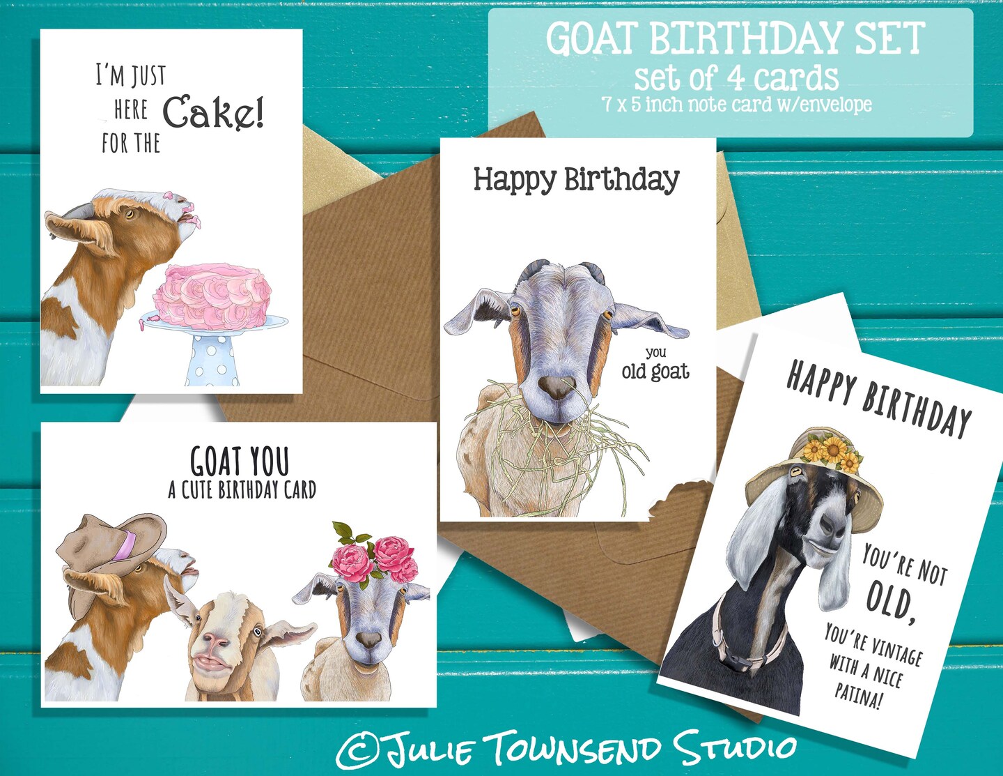 BIRTHDAY CARD SET - GOAT 1 -Discover Farmhouse Whimsy with this set of ...