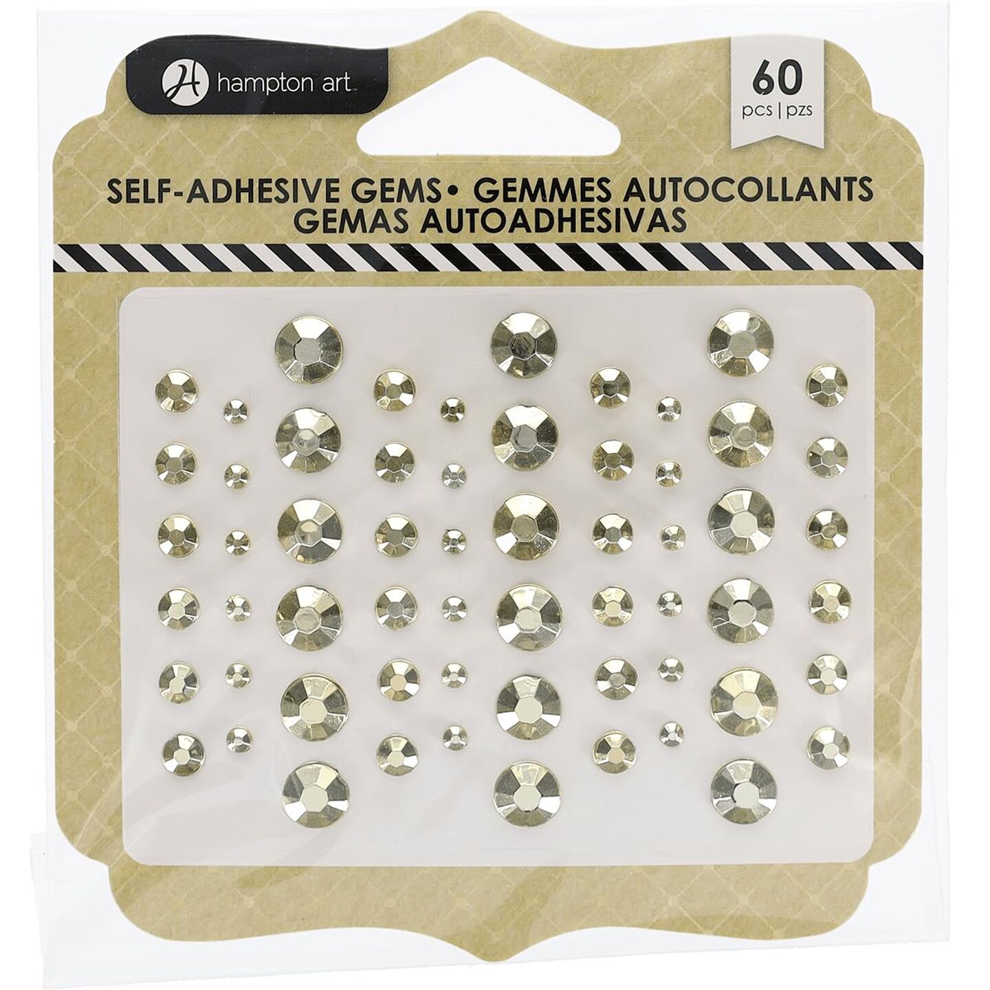 Hampton Art Adhesive Gems Neutral Assorted, 60 adhesive multifaceted ...