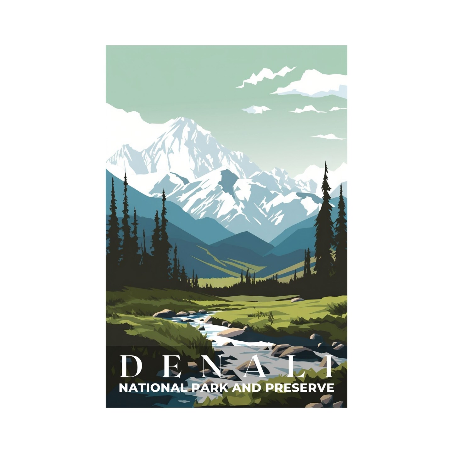 Denali National Park and Preserve Poster, Travel Art, Office Poster ...