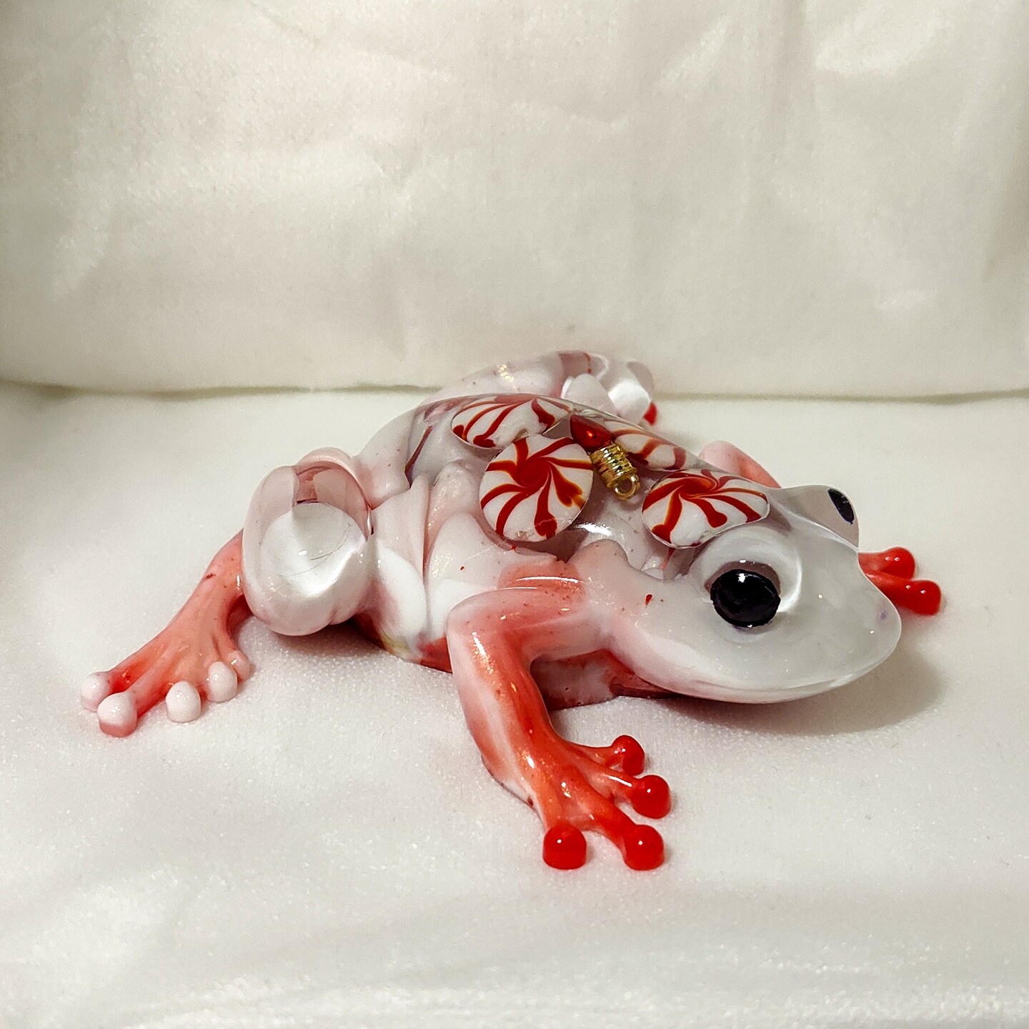 Handmade Peppermint Swirl Christmas Resin Frog Statue | MakerPlace by ...