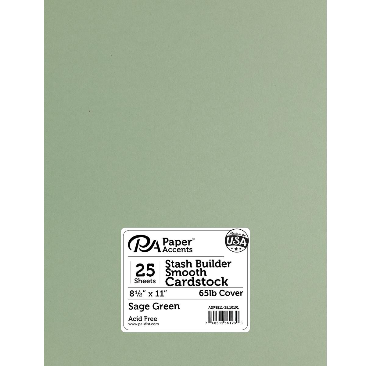 PA Paper Accents Stash Builder Cardstock Pack 8.5" x 11" Sage Green ...