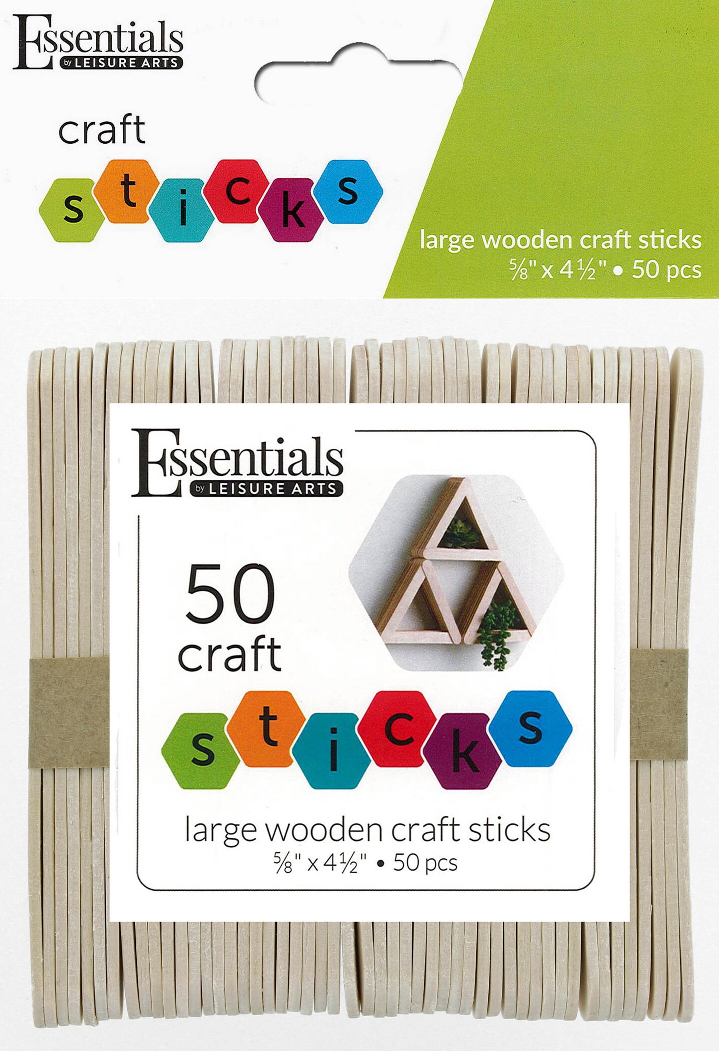 Essentials By Leisure Arts Arts Wood Craft Sticks Large .63x4.5" 50pc ...