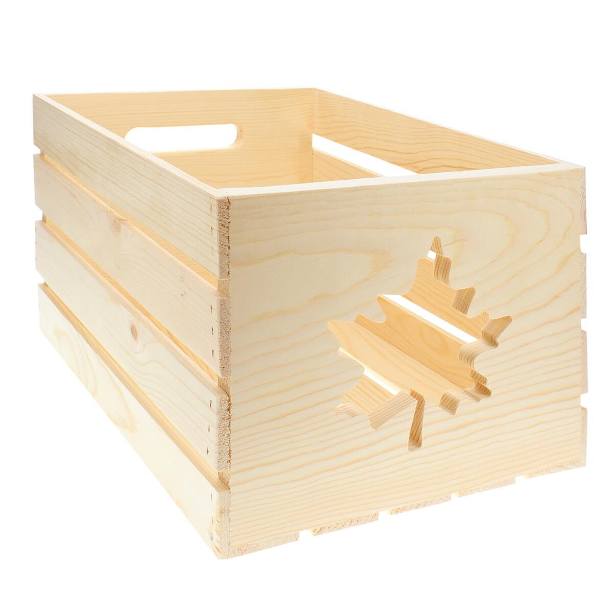 Good Wood By Leisure Arts Wooden Crate With Maple Leaf Cutout Wood