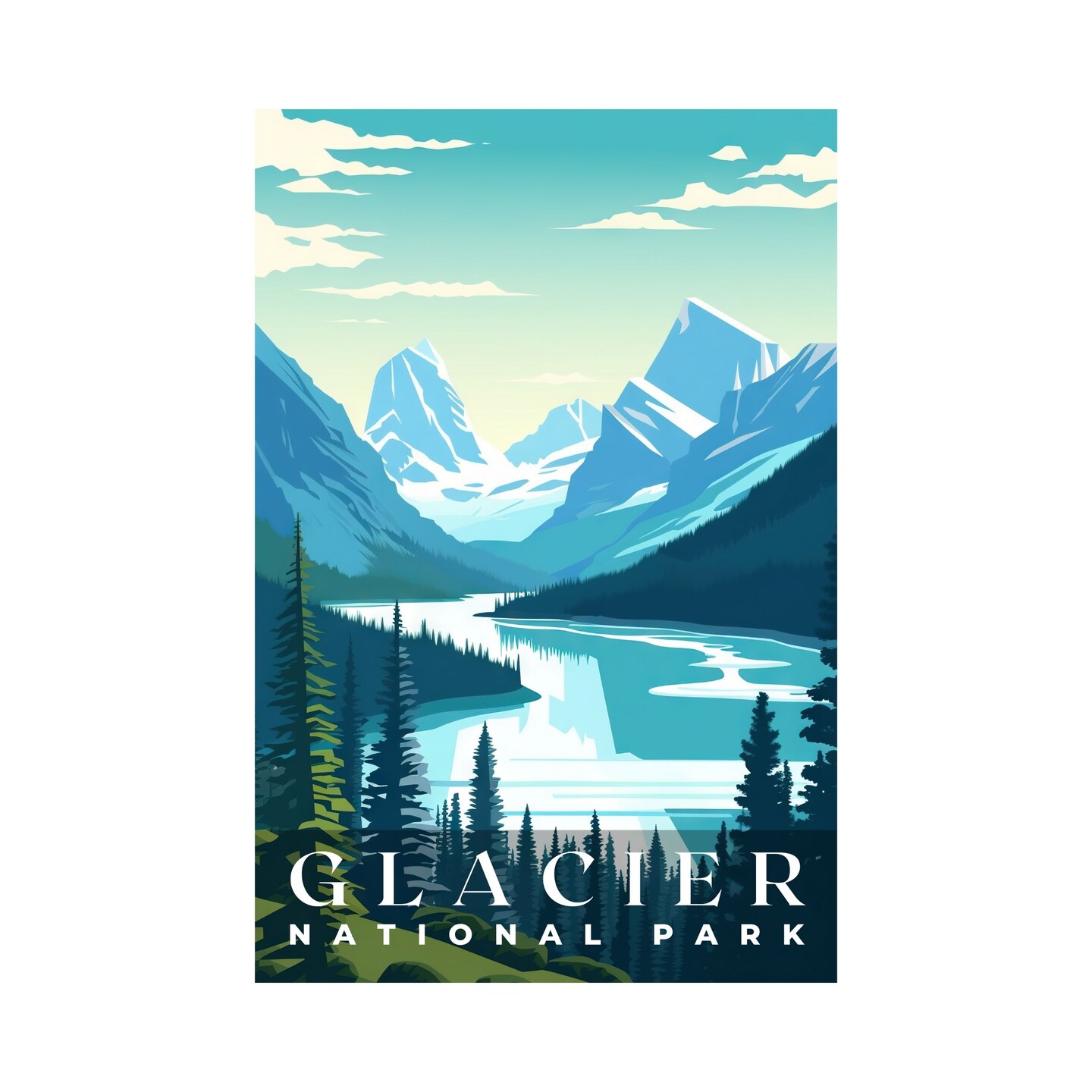 Glacier National Park Poster, Travel Art, Office Poster, Home Decor ...