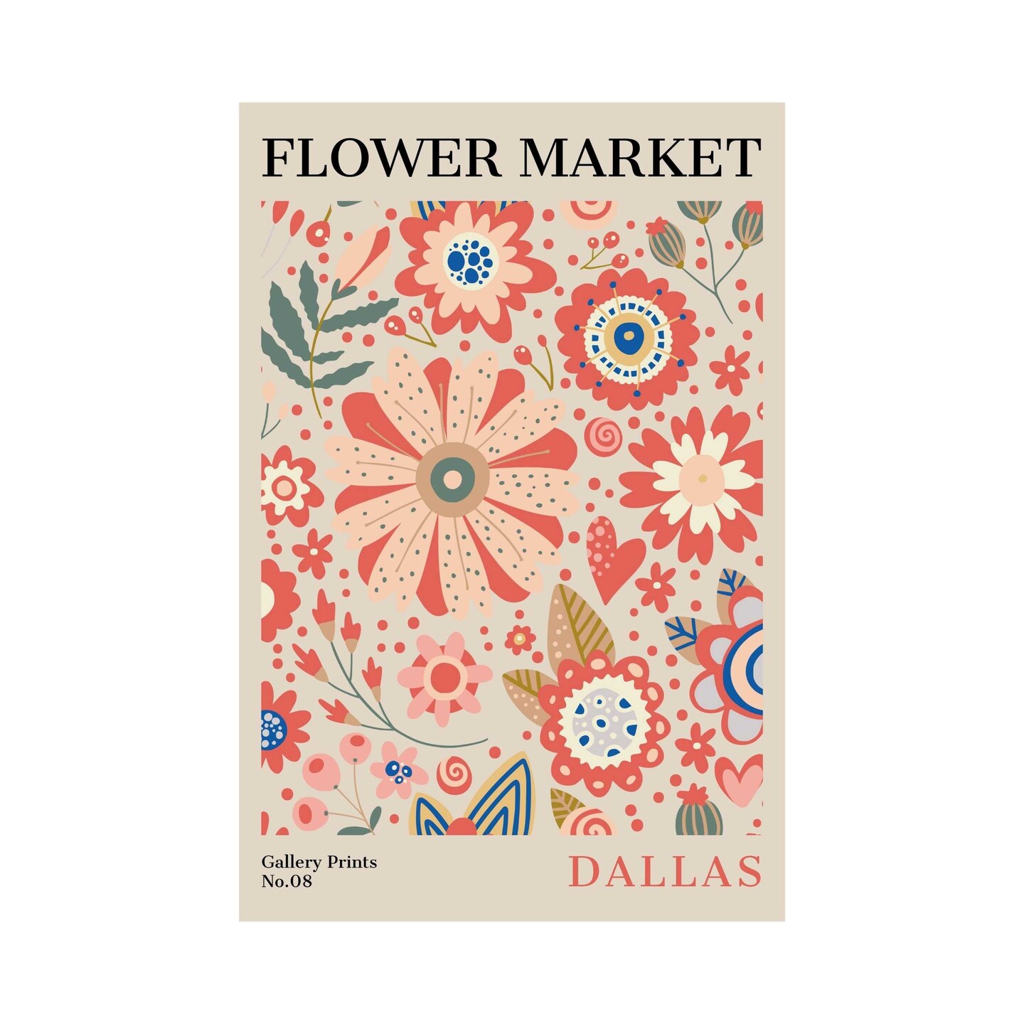 Dallas Flower Market Poster, Flower Market Print, Office Poster, Home ...