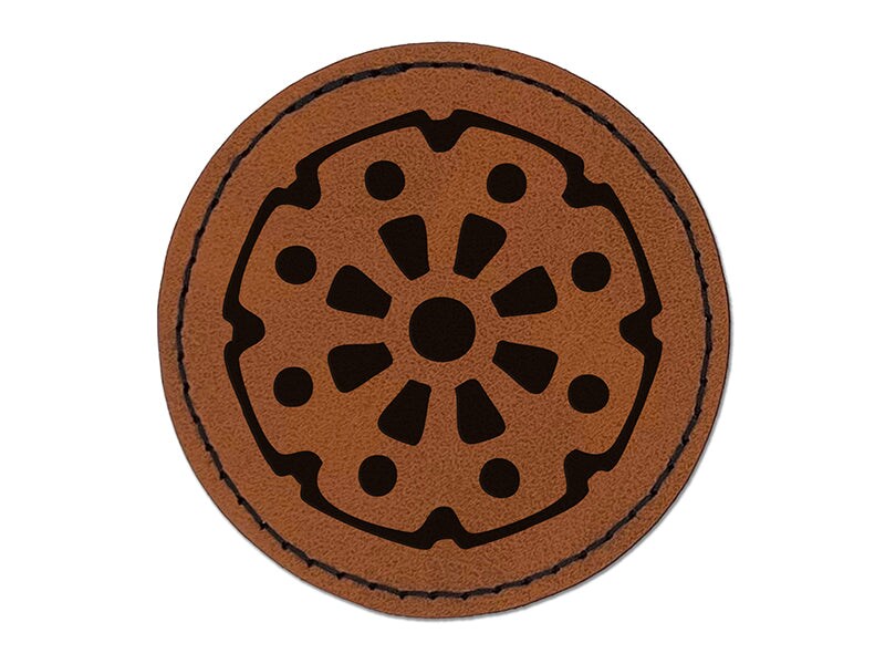 Mechanical Gear Cog Machine Wheel Round Iron-On Engraved Faux Leather ...