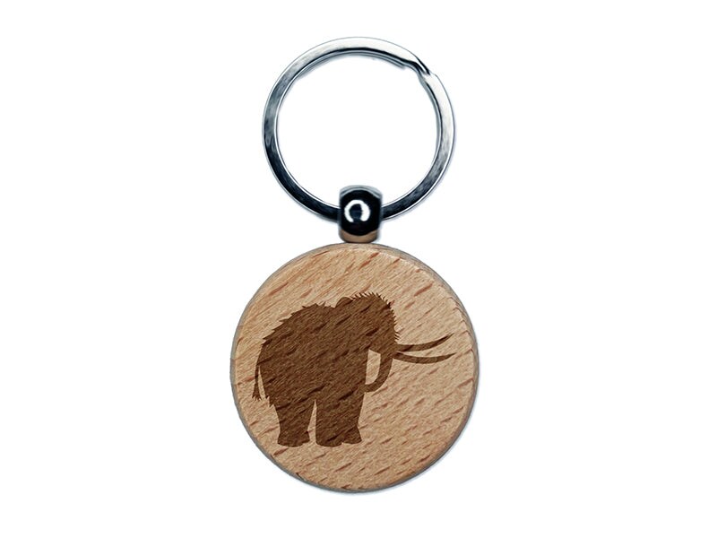 Woolly Mammoth Solid Engraved Wood Round Keychain Tag Charm | Michaels