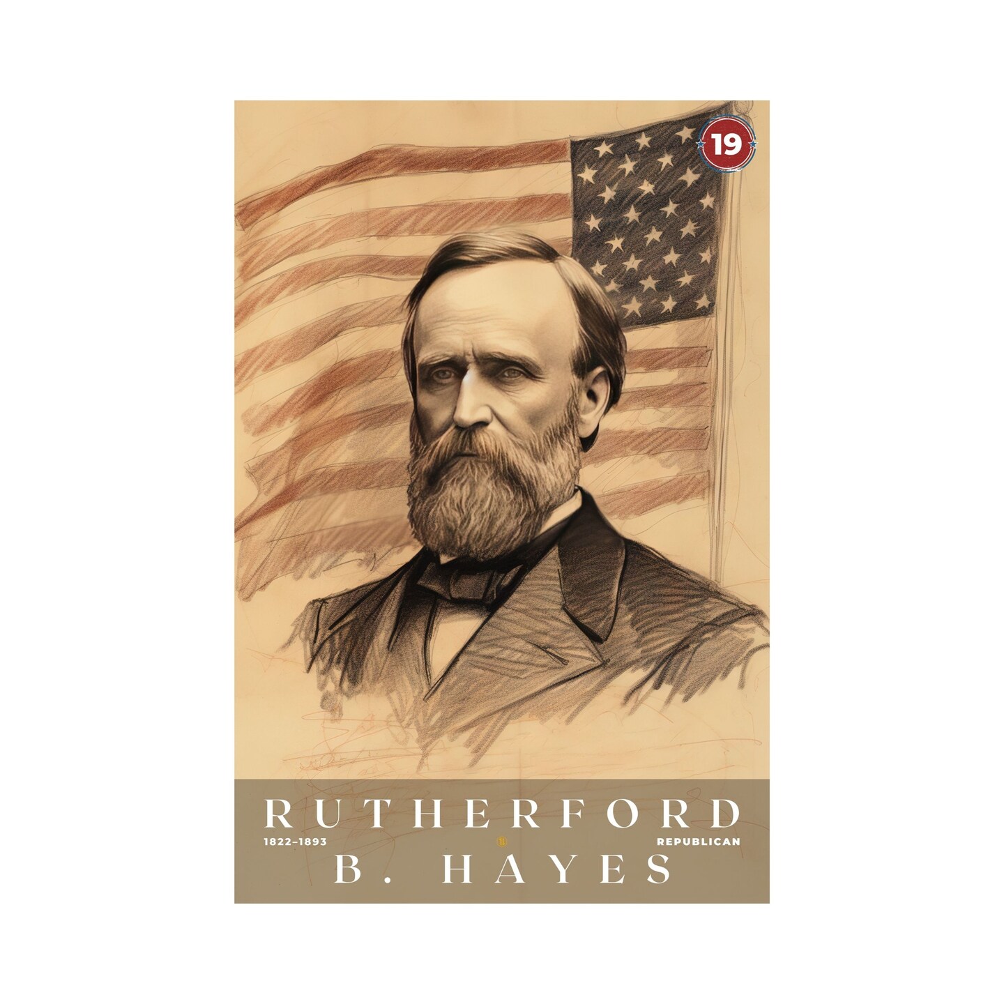 Rutherford B. Hayes Poster, US President Print, Office Poster, Home ...