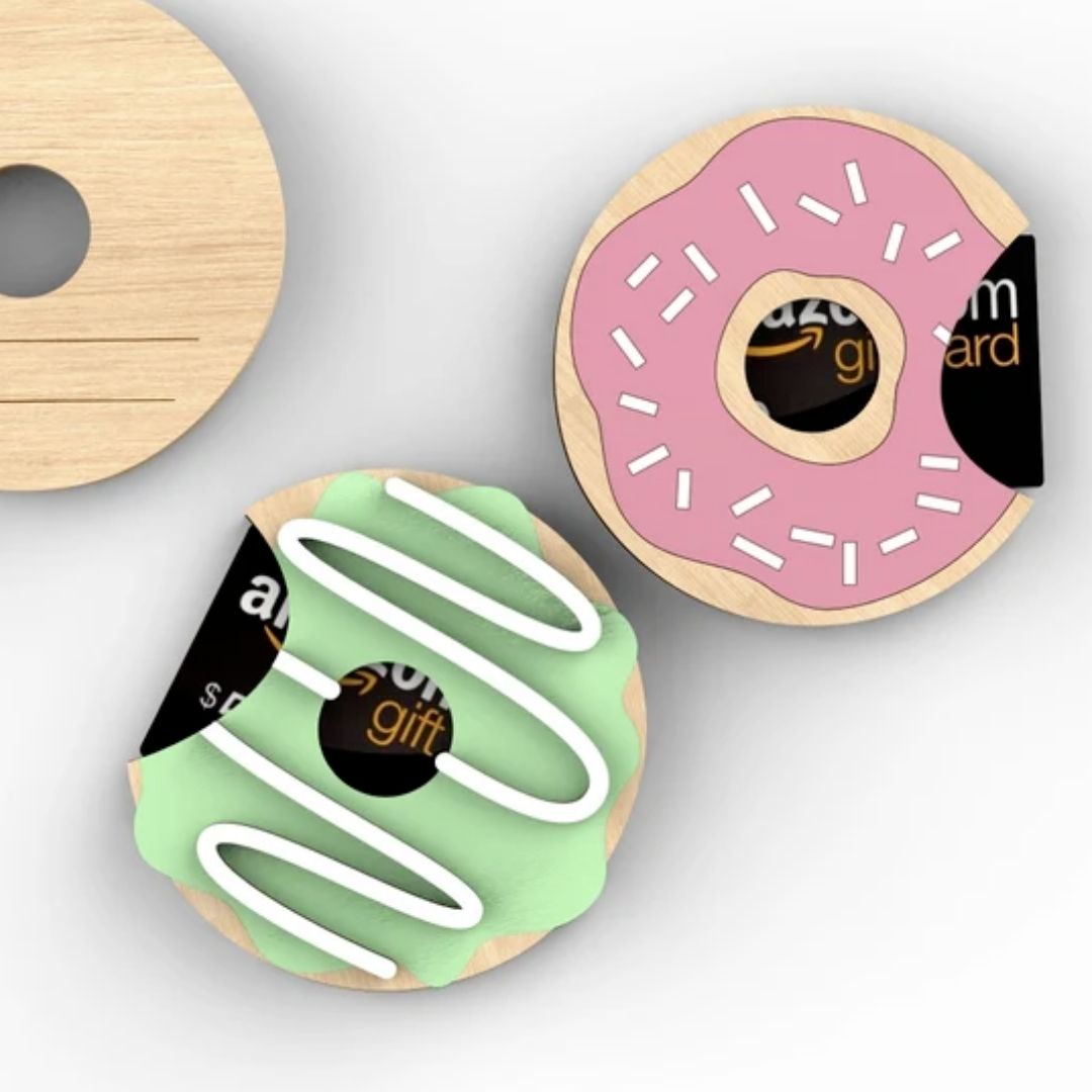 Wood Doughnut Gift Card Holder Thank You Happy Birthday Unique Gifts ...