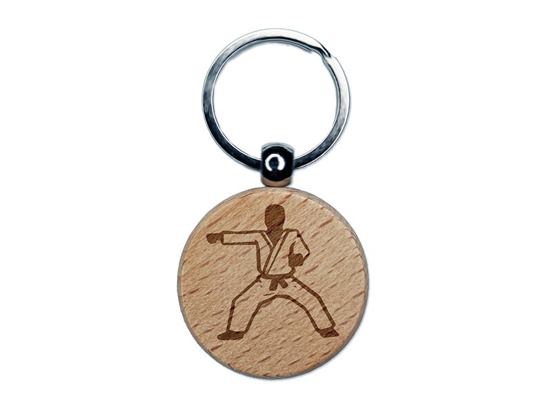 Kung Fu Martial Arts Rider Stance Karate Gi Engraved Wood Round ...