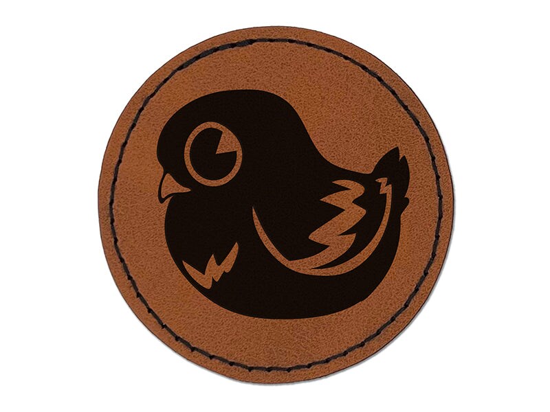 Cute Pigeon Bird Round Iron-On Engraved Faux Leather Patch Applique - 2 ...