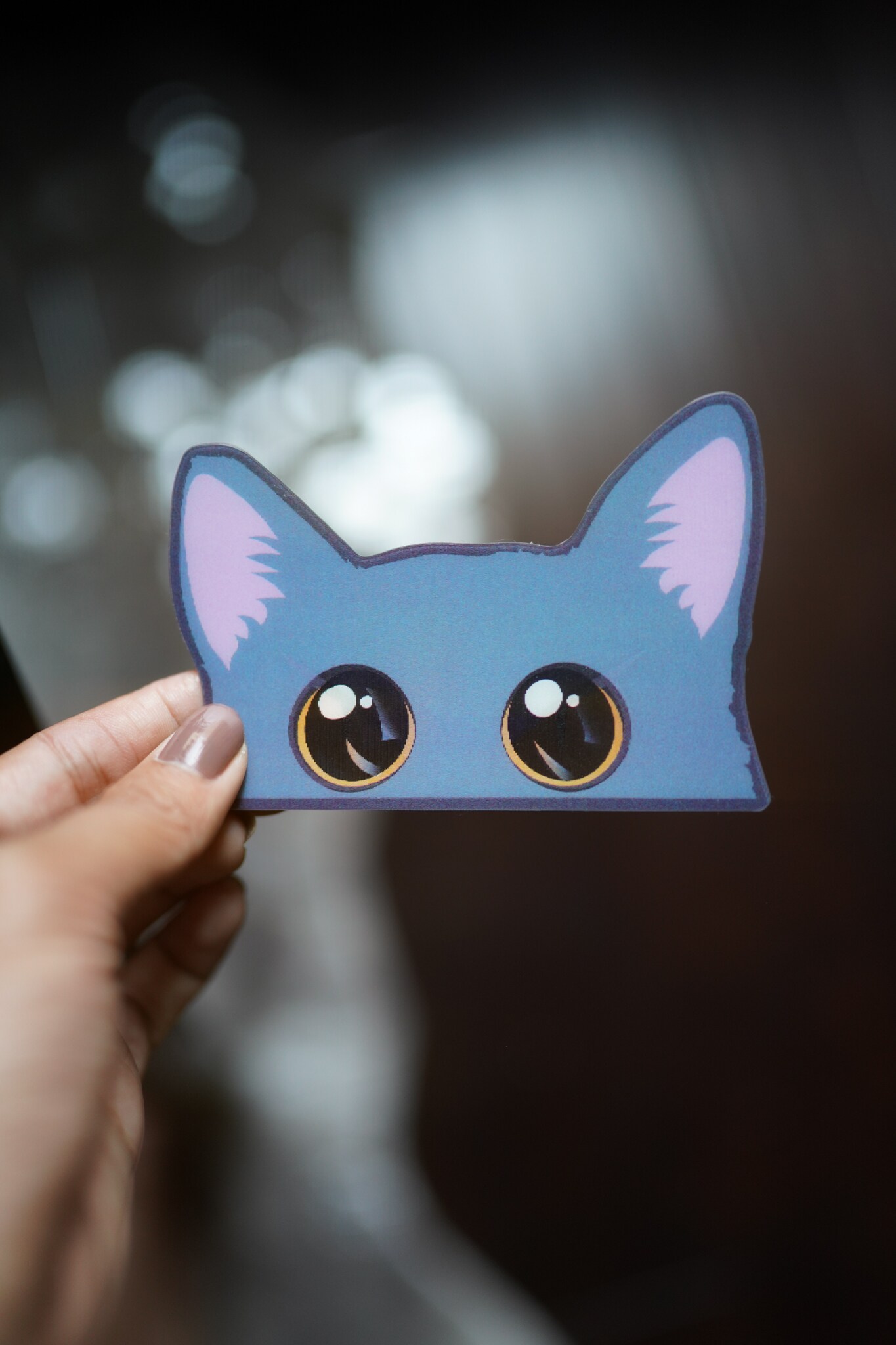 Russian Blue Grey Cat Peeker: 3D Motion Sticker for True Cat Lovers ...