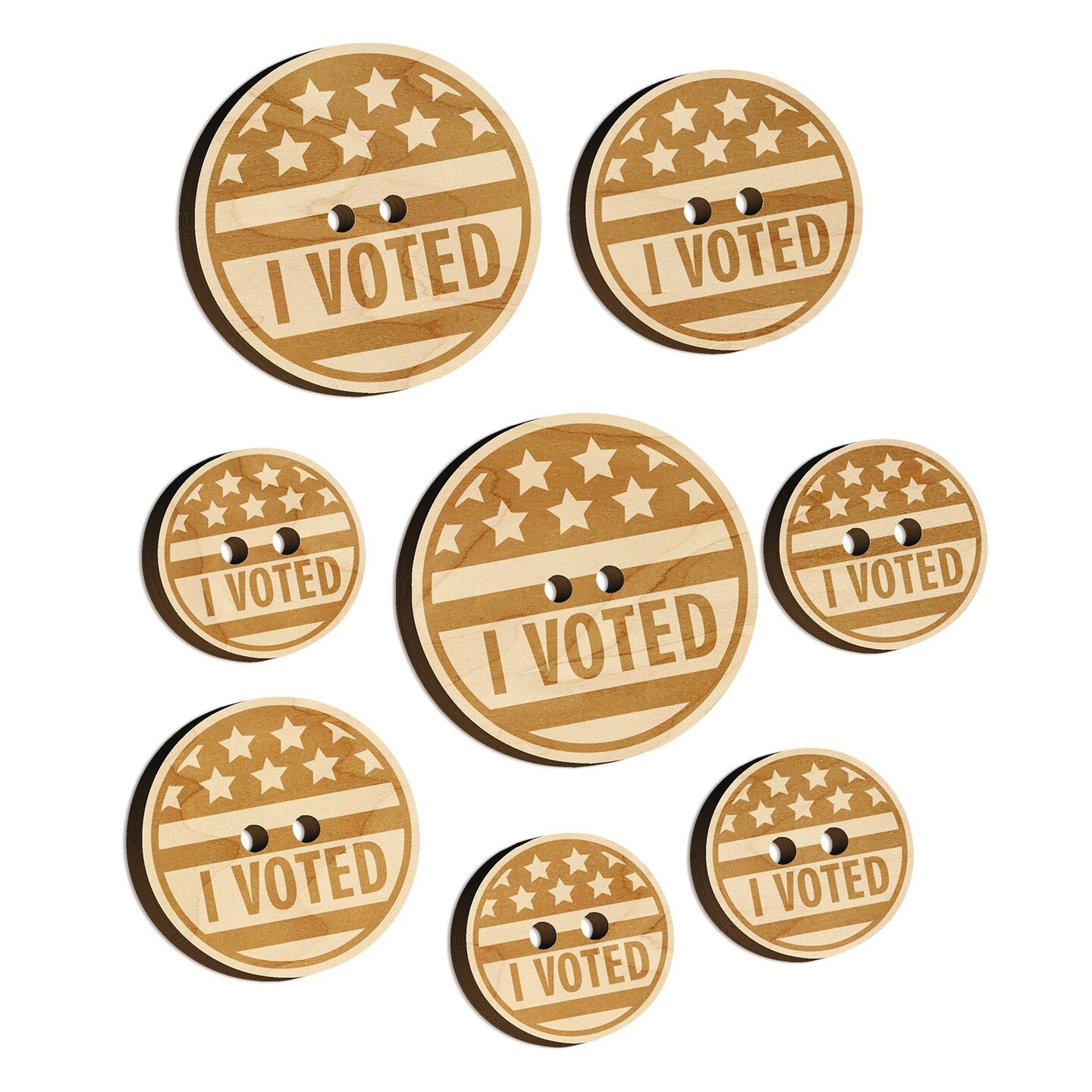 I Voted Patriotic Stars and Stripes Wood Buttons for Sewing Knitting ...