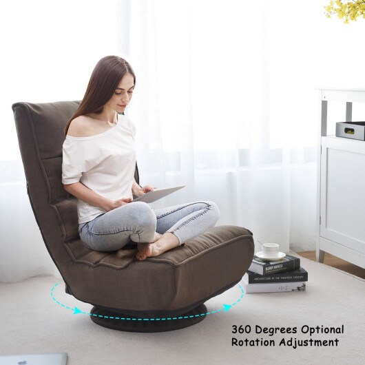 4-Position Adjustable 360 Degree Swivel Folding Floor Sofa Chair for ...