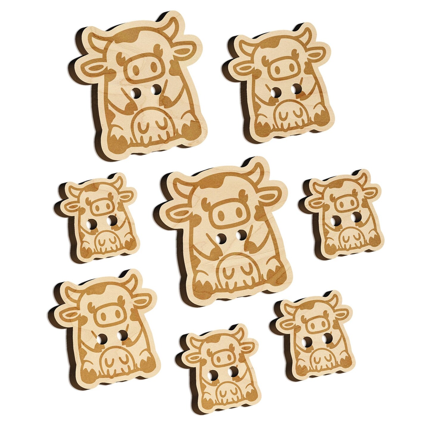 Cute Spotted Cow Sitting Wood Buttons for Sewing Knitting Crochet DIY ...