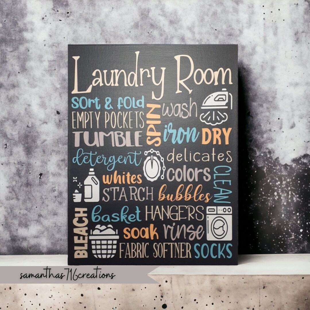 Laundry Room Painted Subway Word Art Canvas Wall Sign | MakerPlace by ...