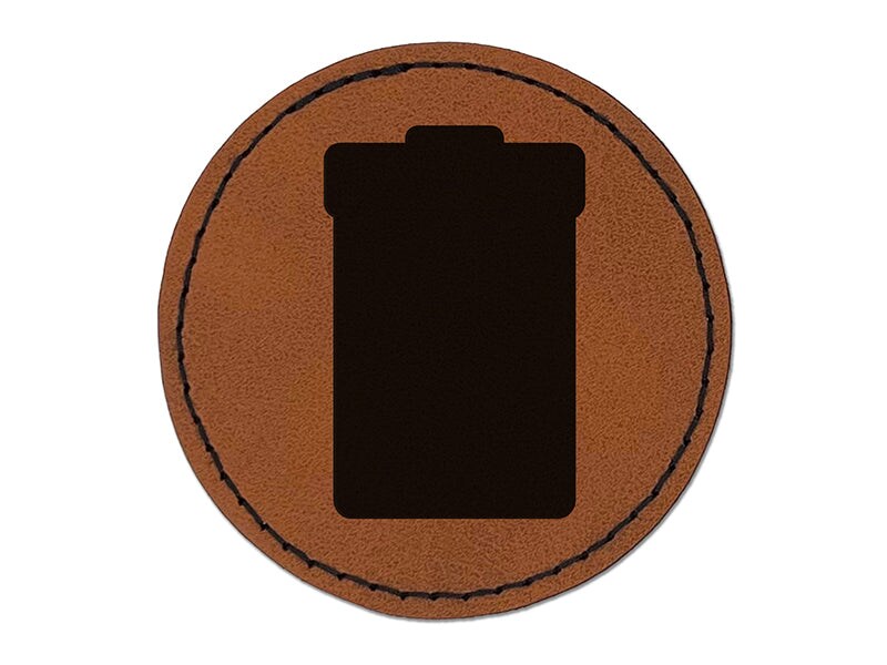 Garbage Trash Can Solid Round Iron-On Engraved Faux Leather Patch ...