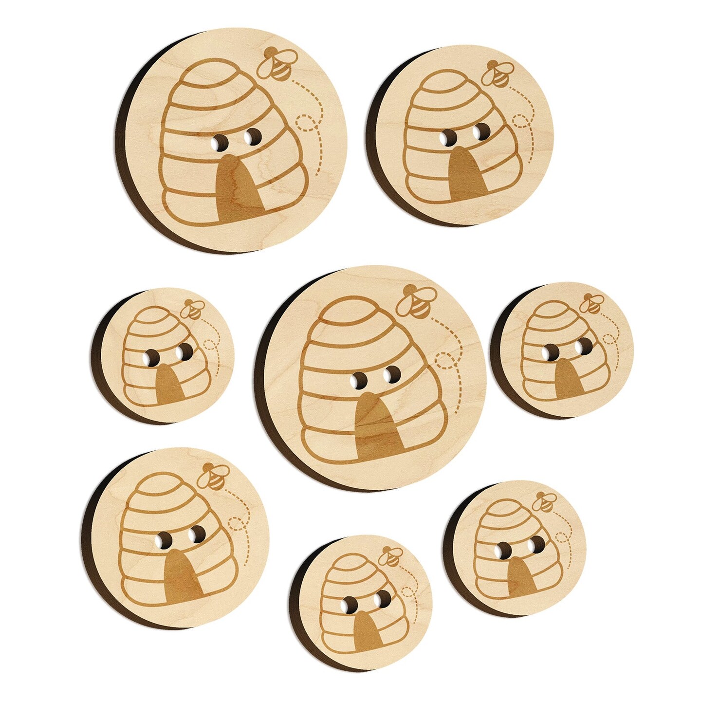 Bee Hive with Bee Wood Buttons for Sewing Knitting Crochet DIY Craft ...