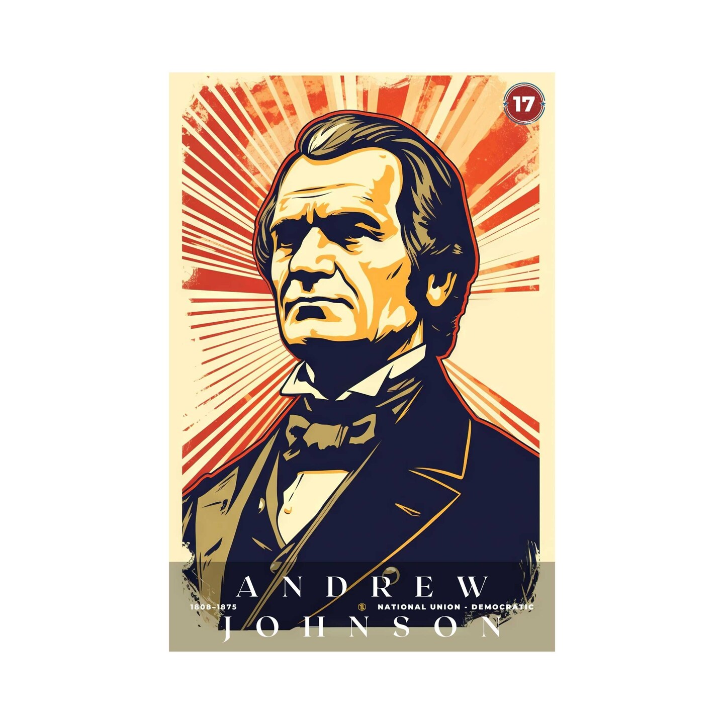 Andrew Johnson Poster, US President Print, Office Poster, Home Decor ...