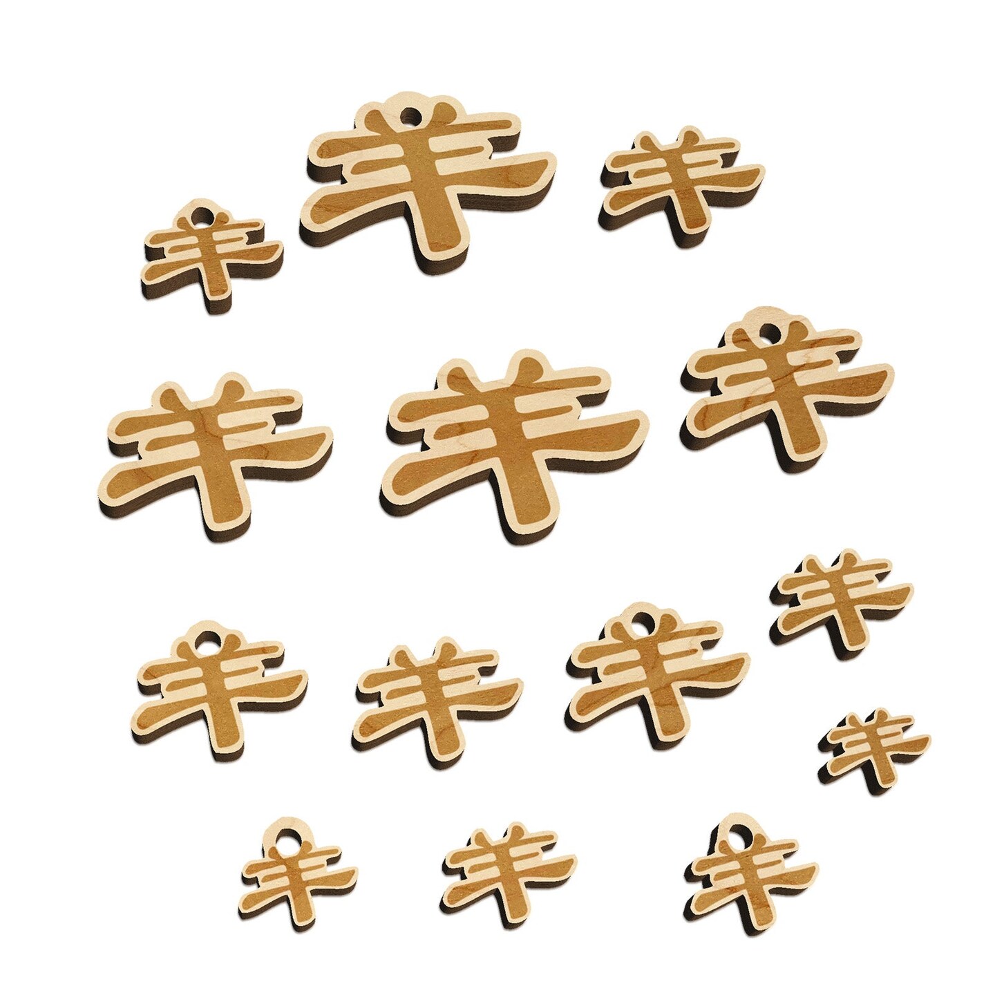 Chinese Character Symbol Goat Mini Wood Shape Charms Jewelry DIY Craft ...