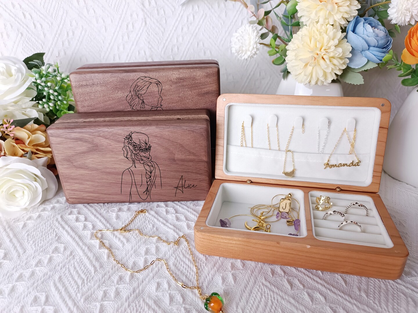 Bridal Jewellery Box, Personalized Wedding Jewelry Box, Bridal Travel ...