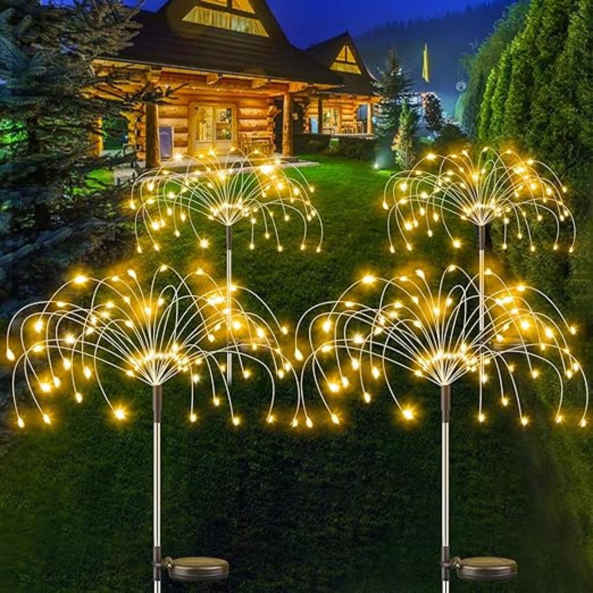 Waterproof 180 LED 2 Lighting Modes Solar Christmas Firework Lights 4 ...