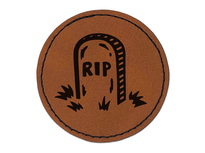 RIP Headstone Gravestone Tombstone Halloween Round Iron-On Engraved ...