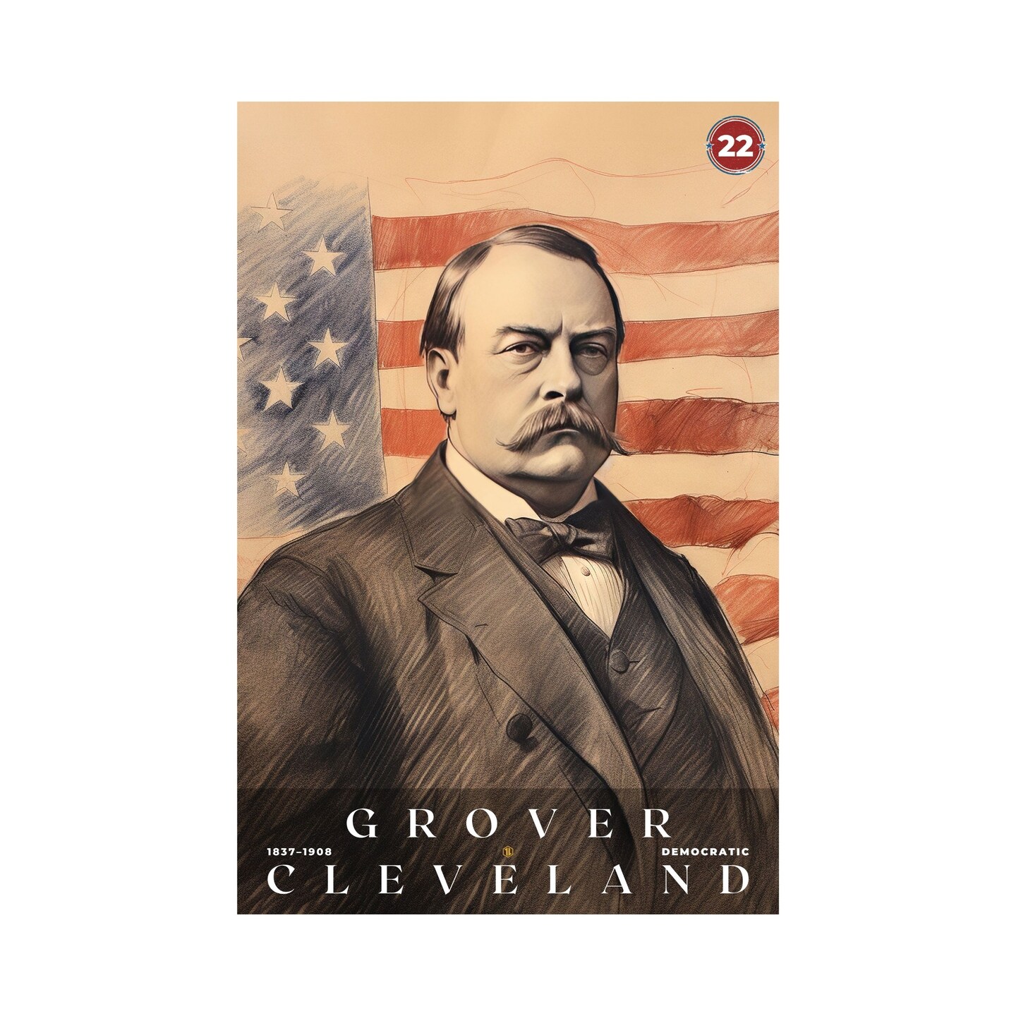 Grover Cleveland 22nd Poster, US President Print, Office Poster, Home ...