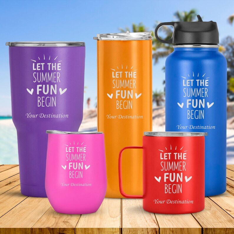 Personalized Name "Let The Summer Fun Begin" Laser Engraved Stainless ...