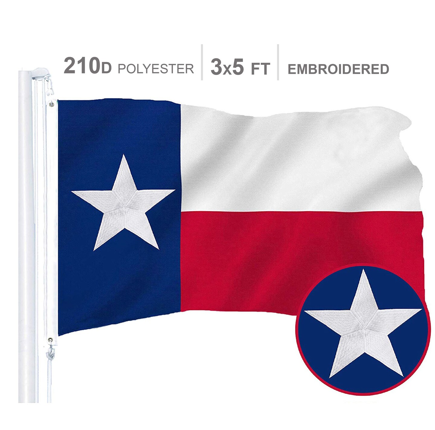 Texas State Flag 300D Embroidered Polyester 3x5 Ft | Michaels