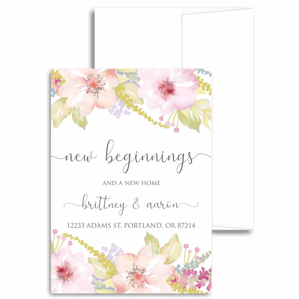 New beginnings and a new home moving announcement, flowers new address ...