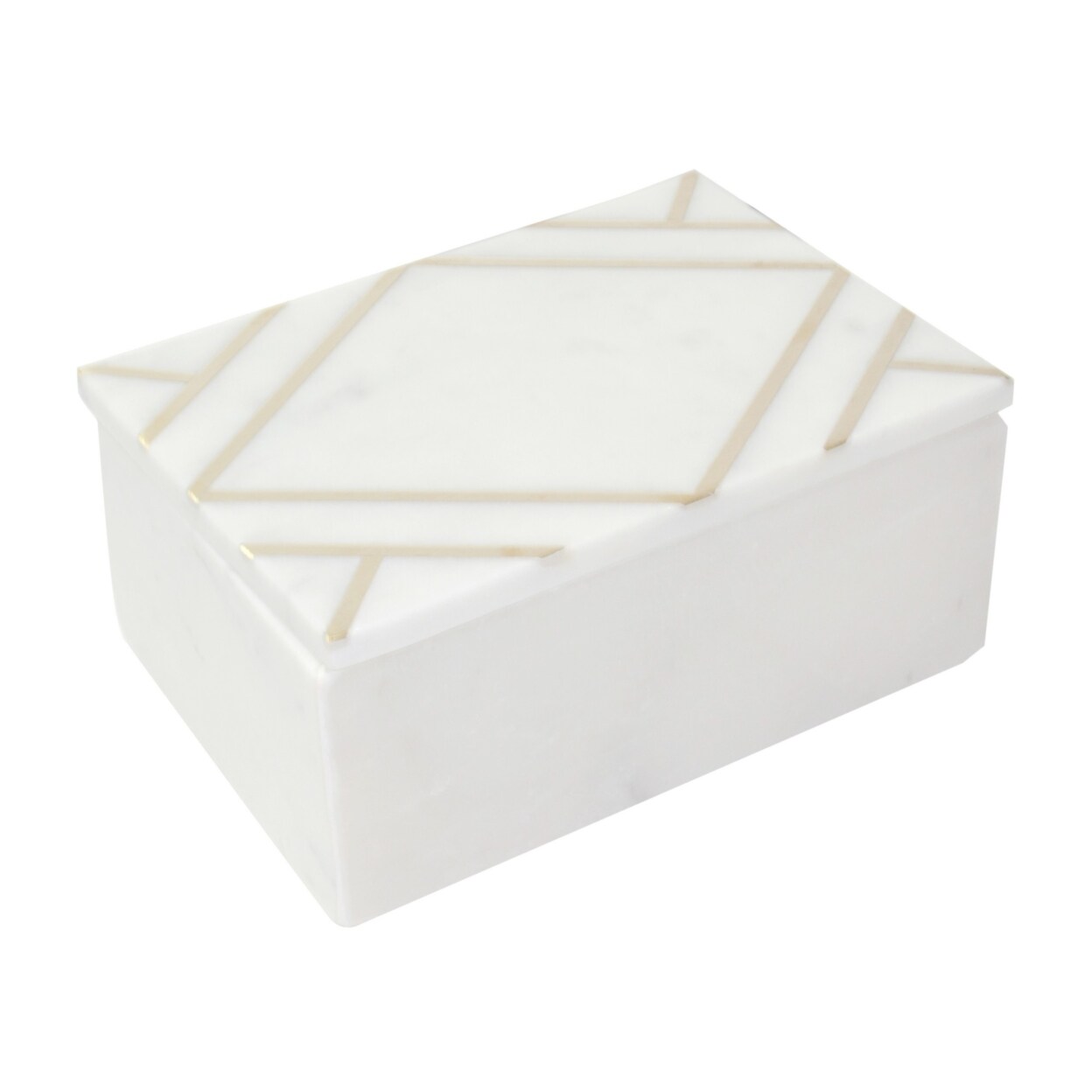 Saltoro Sherpi Rectangular Marble Box with Geometric Design Accent ...