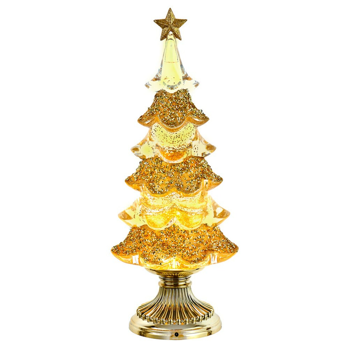 KSA 13.75" Battery Operated LED Glitter Swirl Water Christmas Tree ...