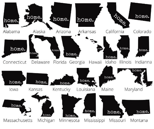 US State with home. Text Permanent Vinyl Decal | MakerPlace by Michaels